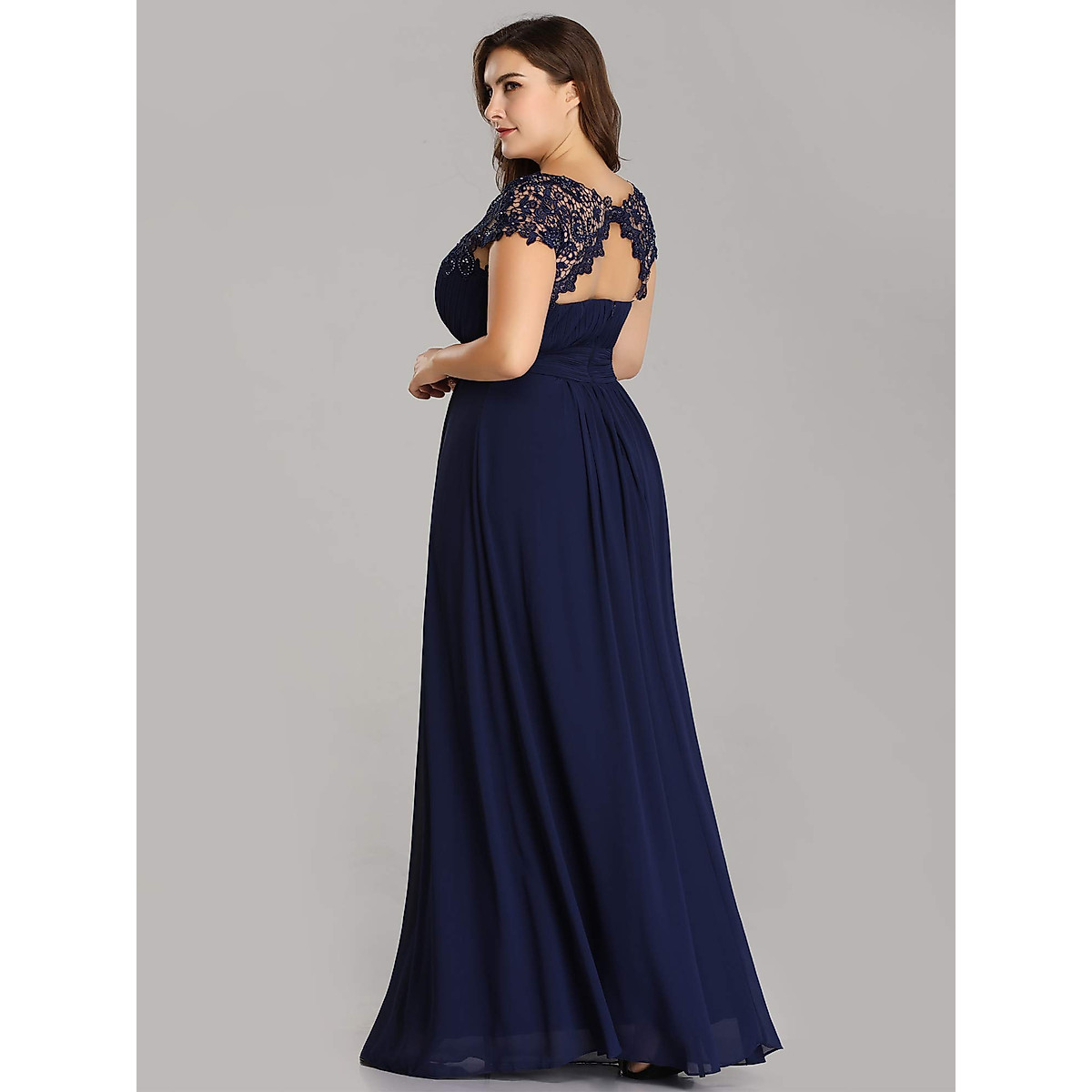 Ever-Pretty Womens Plus Size Rinestone Maxi Formal Evening Dresses Navy Blue US20