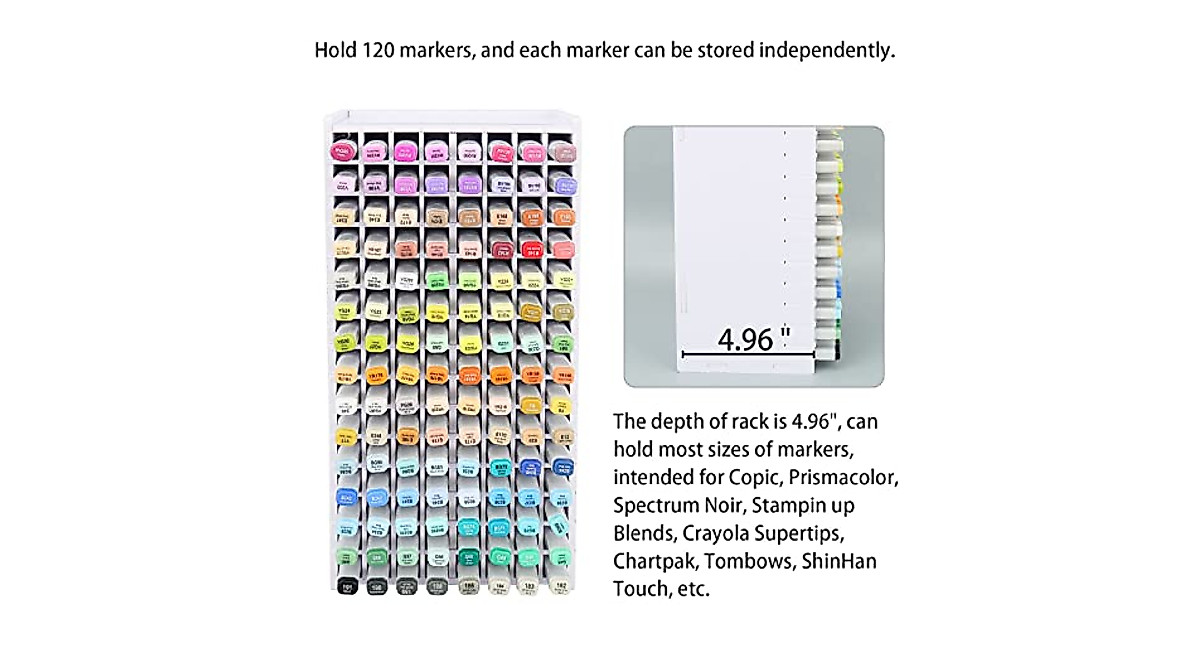 SANFURNEY Art Marker Storage Rack for 120 Markers - Space Saving Organizer