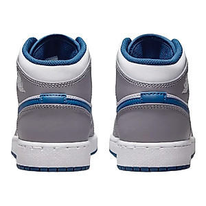 Nike Jordan 1 Mid Grade School Big Kids Cement Grey/White-True Blue DQ8423-014 5y