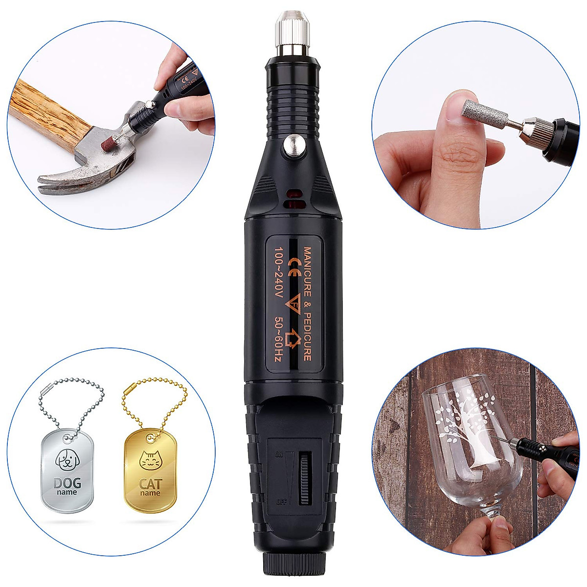 Electric Micro Engraver Pen Mini DIY Engraving Tool Kit for Metal Glass Ceramic Plastic Wood Jewelry 1 Scriber Etcher 30 Bits 6 Polishing Head 3 Wool Cleaner Bits 20 Stencils and Operating Instruction
