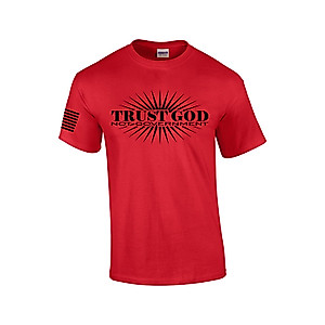 Trenz Shirt Company Trust God Not Government Christian American Flag Mens Christian Short Sleeve T-Shirt -Red-Large