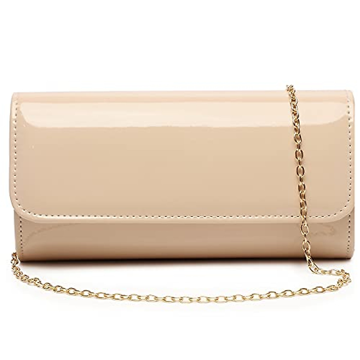 Patent Leather Envelope Clutch Womens Evening Handbag Stylish Shoulder Bag Purse for Christmas Wedding Party Prom (Nude-C) Standard