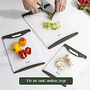 Goodful Cutting Board (3 Piece Set)- Non-Slip Edges, Easy Grip Handles, Made without BPA, Non-Porous, Dishwasher Safe, Multiple Sizes, Charcoal Gray