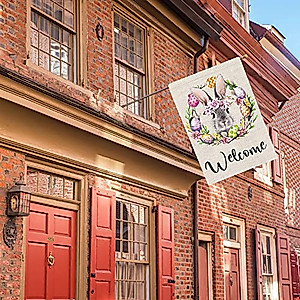 DmHirmg Easter Garden Flag,Double Sided Burlap Garden Flag,Easter Bunny Wreath Decorative House Flag Vertical Yard Sign for Home Party Yard Outdoor Decoration,Yard Dcorations