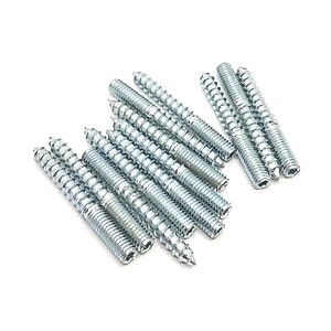 Haozheng Hanger Bolt M6x50 Silvery Double Headed Bolt Self-Tapping Screw for Furniture 12Pcs