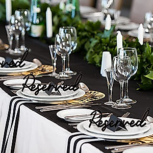 12 Pcs Reserved Signs for Wedding Chairs Hanging Wooden Reserved Sign Rustic Wedding Reserved Seating Sign with Rope Reserved Table Sign Wooden Tag Reserved Sign for Wedding Chair Restaurant (Black)