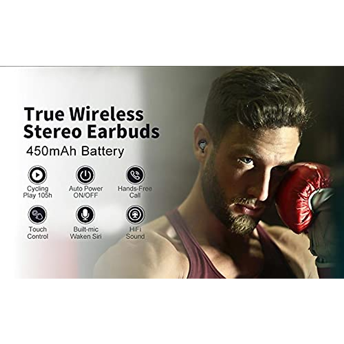 L LINPA WORLD Wireless Earbuds Super Portable True Wireless Stereo Headphones in Ear Deep Bass Built in Mic IPX6 Waterproof with Charging Case (Only 50g) 40H Playtime for Workout Running (Dark Gray)