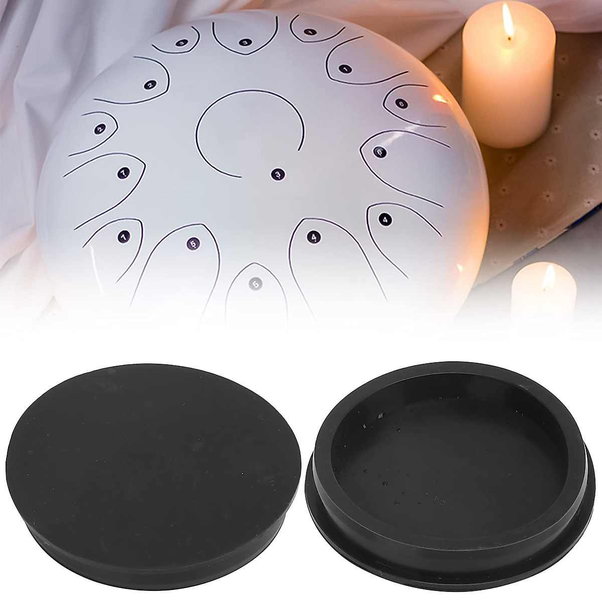 Tongue Drum Base Cover Accessory, Rubber Tongue Drum Bottom Cap Handpan Soundhole Cap Handpan Sound Cap for Spiritual Rehabilitation for Yoga Practice(75mm inner hole)