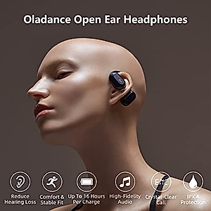 Oladance Open Ear Headphones Bluetooth 5.2 Wireless Earbuds for Android & iPhone, Open Ear Earbuds with Dual 16.5mm Dynamic Drivers, Up to 94 Hours Playtime Waterproof Sport Earbuds -Interstellar Blue