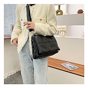 Stylish Cross-straddle Pillow Bag Women's One-shoulder Vintage Down Purse Bag Crossbody Bags for Women Y2k Bag (Black)