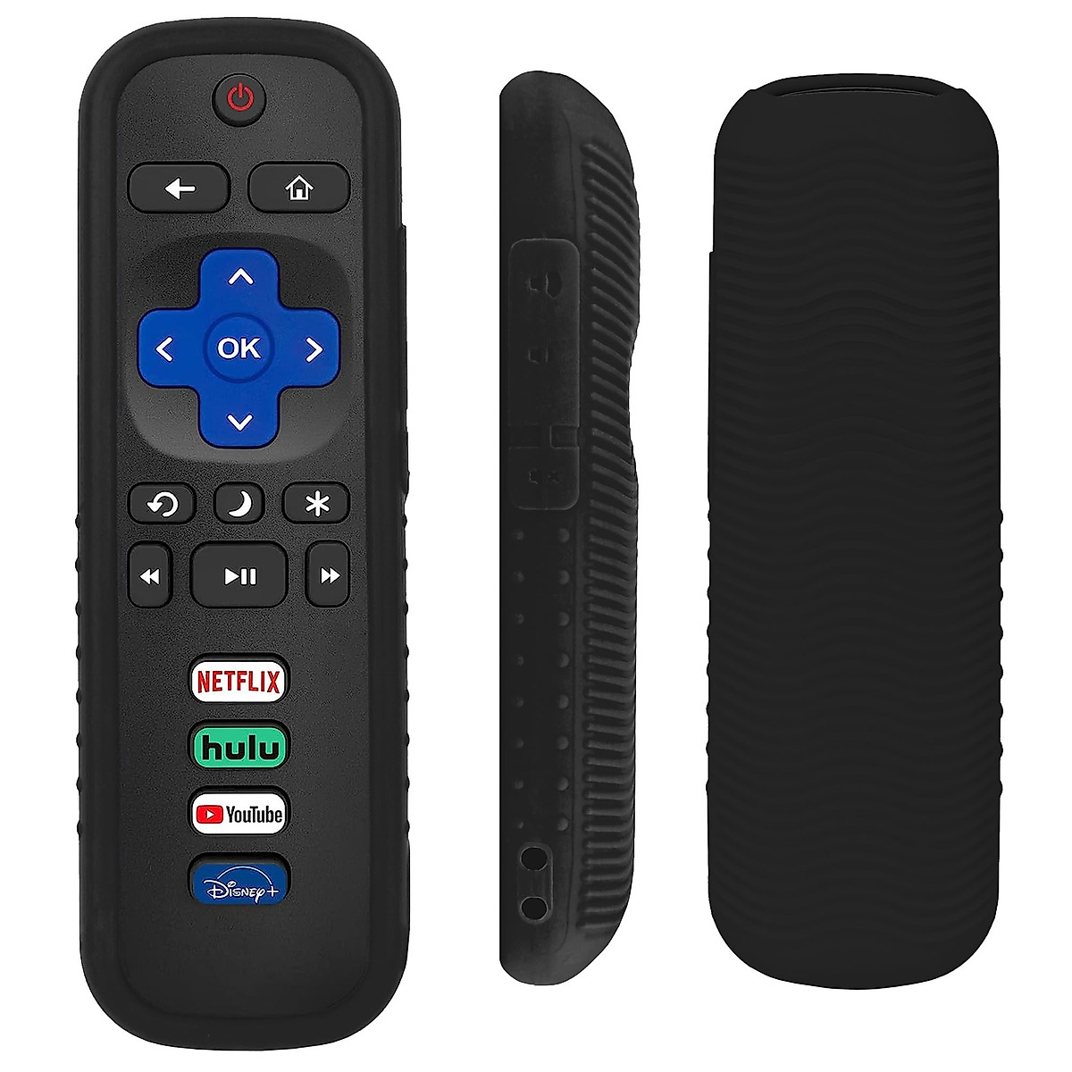 Universal Silicone Protective Cover Case Skin for Roku Voice Remote - Shockproof, Dustproof, and Washable - Fits Most TCL Smart TV Roku Controller Models (Black)