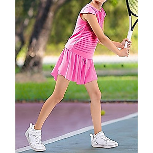 BOOPH Girls Flowy Shorts Athletic Butterfly Shorts Girls with Inner Pockets for Running Tennis Rose Red 13-14Y