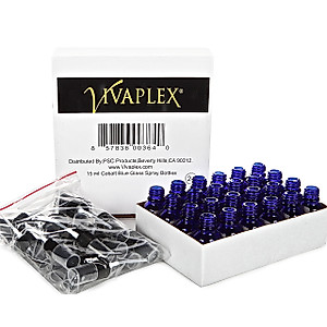 Vivaplex, 24, Cobalt Blue, 15 ml (1/2 oz) Glass Bottles, with Black Fine Mist Sprayer's
