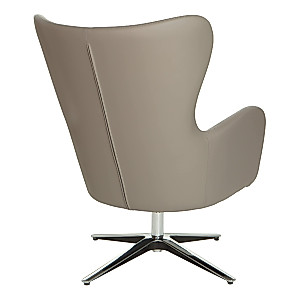 Office Star Wilma Swivel Faux Leather Arm Chair with 4-Star Aluminum Base, Dillon Stratus Grey