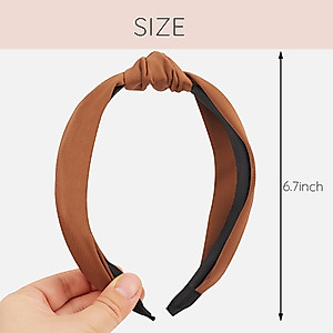 Sept Montagne Top Knotted Headband for Women Trendy 4 Pack, Wide Head Bands for Women's Hair Knotted, Chunky Cute Women's Headbands Fashion, Black Brown Leopard