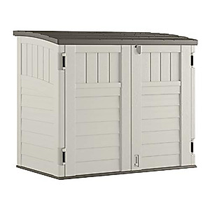 Suncast Horizontal Outdoor Storage Shed for Backyards and Patios 34 Cubic Feet Capacity for Garbage Cans, Tools and Garden Accessories, No Size, Vanilla