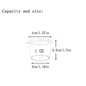XINGLIAN 100 Pieces Plastic Souffle Cups, 1 OZ Disposable Clear Leak Proof Sauce Cup With Hinged Lid, Used for Various Sauces, Food Samples, Storage Crafts