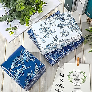 AnyDesign Blue Floral Wrapping Paper Blue White Wild Flower Gift Wrap Paper Bluk Folded Flat Wild Floral Art Paper for Wedding Birthday Baby Shower DIY Craft Gift Wrapping, 19.7 x 27.6 Inch, 8 Sheet