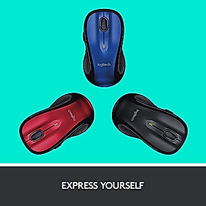 Logitech M510 Wireless Computer Mouse – Comfortable Shape with USB Unifying Receiver, Back/Forward Buttons and Side-to-Side Scrolling - Red