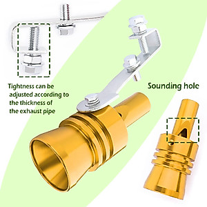 Salior 2PCS Car Turbo Whistle - Universal Turbo Sound Exhaust Muffler Pipe Whistle Muffler - Aluminum Alloy Turbo Exhaust Whistle for Car Truck SUV Motorcycle (Gold/2pcs), 3.13x1.32x1.32 inch