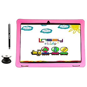 LINSAY 10.1" 1280x800 IPS 2GB RAM 64GB Android 13 Tablet with Kids Pink Defender Case, Backpack, Pop Holder and Pen Stylus