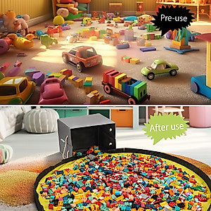 MIBATUS Toy Storage Organizer & Play Mat - for Building Toys Storage | Toy Box made of Odorless, Eco-Fabric for Children's Rooms, Nursery Playroom, Toy Storage Bin/Bag 37 Qt - For Kids (Gray)