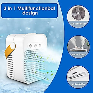 LEPOWERP Personal Air Cooler, AC 200A USB Air Conditioner Fan with 3 Speed, Mini Air Conditioner Desk Fan with Handle for Small RoomOfficeDormBedroom