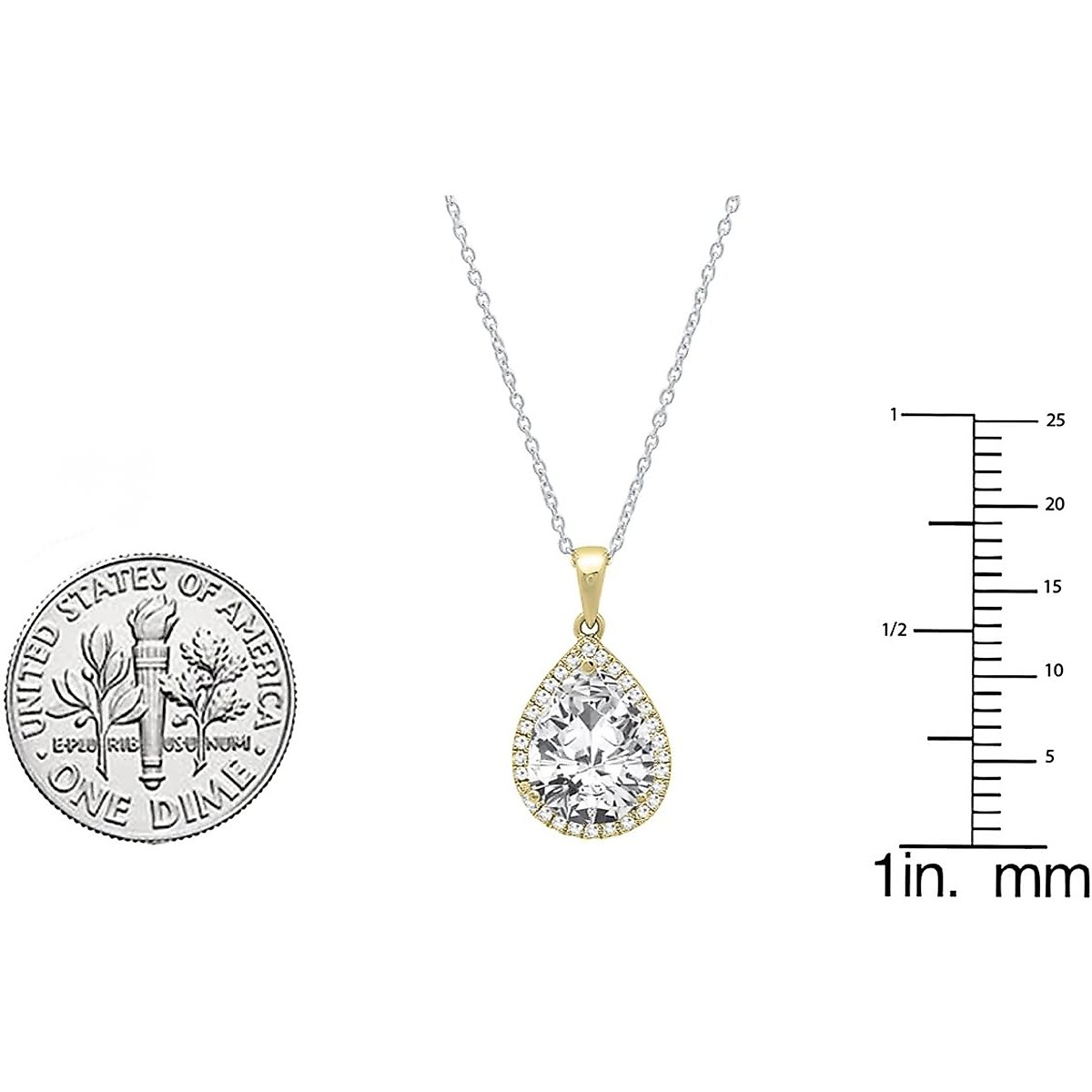 Dazzlingrock Collection 14K 9X6 MM Pear Lab Created Gemstone & Round Diamond Ladies Teardrop Pendant, Yellow Gold