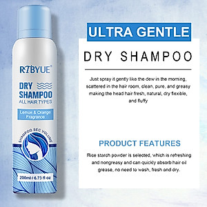 Valleylux Dry Shampoo for Women, Lemon & Orange Fragrance, Dry Shampoo for Dark, Blonde and Brunettes, 6.73 fl.oz.