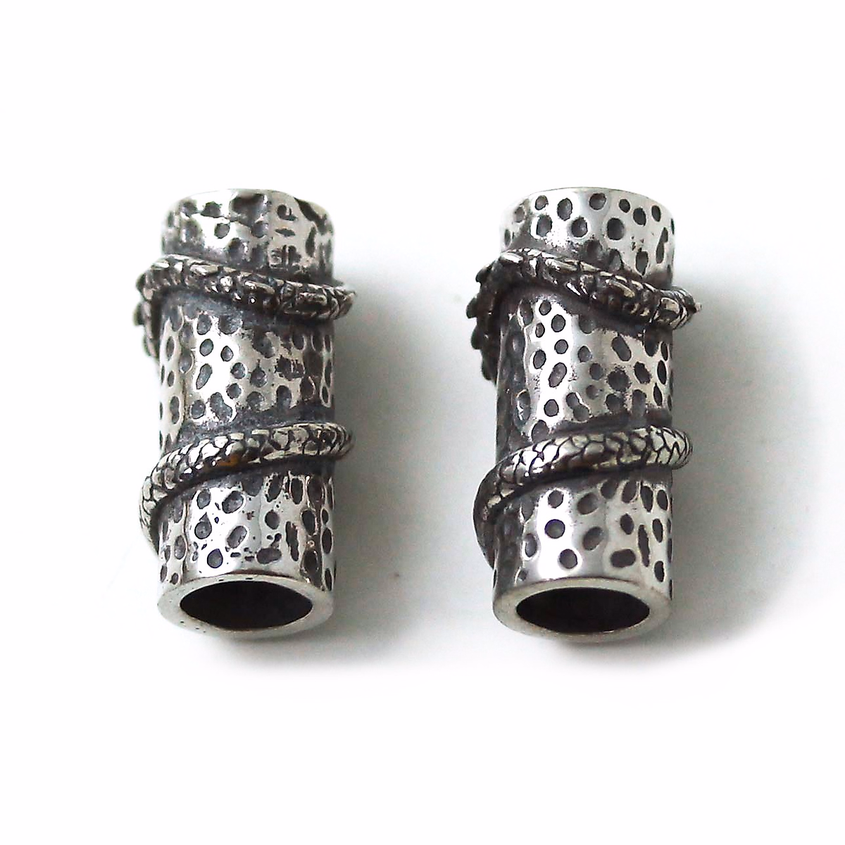 LynnAround Pewter Norse Nordic Viking Dragon Beard Beads Rings, Dwarven Dreadlock Pirate Medieval Hair Beads, Pagan Jewelry