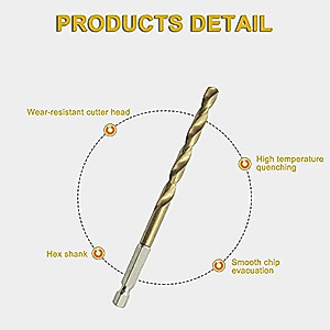 Utoolmart Hex Shank Drill Bit Set, 26pcs (13Pcs x 2Set) HSS Titanium Coated Impact Twist Drill Bits Set, 1/4" Hex Shank Screw Metric Tap Drill, for Wood, Steel, Metal, Plastic
