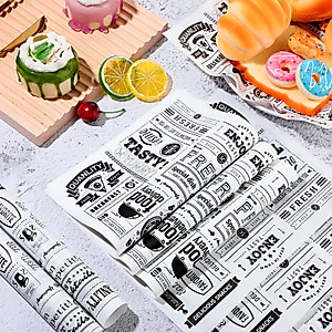 Newsprint Wax Paper Sheets Deli Wax Paper Grease Proof Deli Wrap paper Waterproof Food Wrapping Paper Sheets Food Trays Food Basket Liners for Home Kitchen Baking Hamburger Sandwich (150 Pieces)