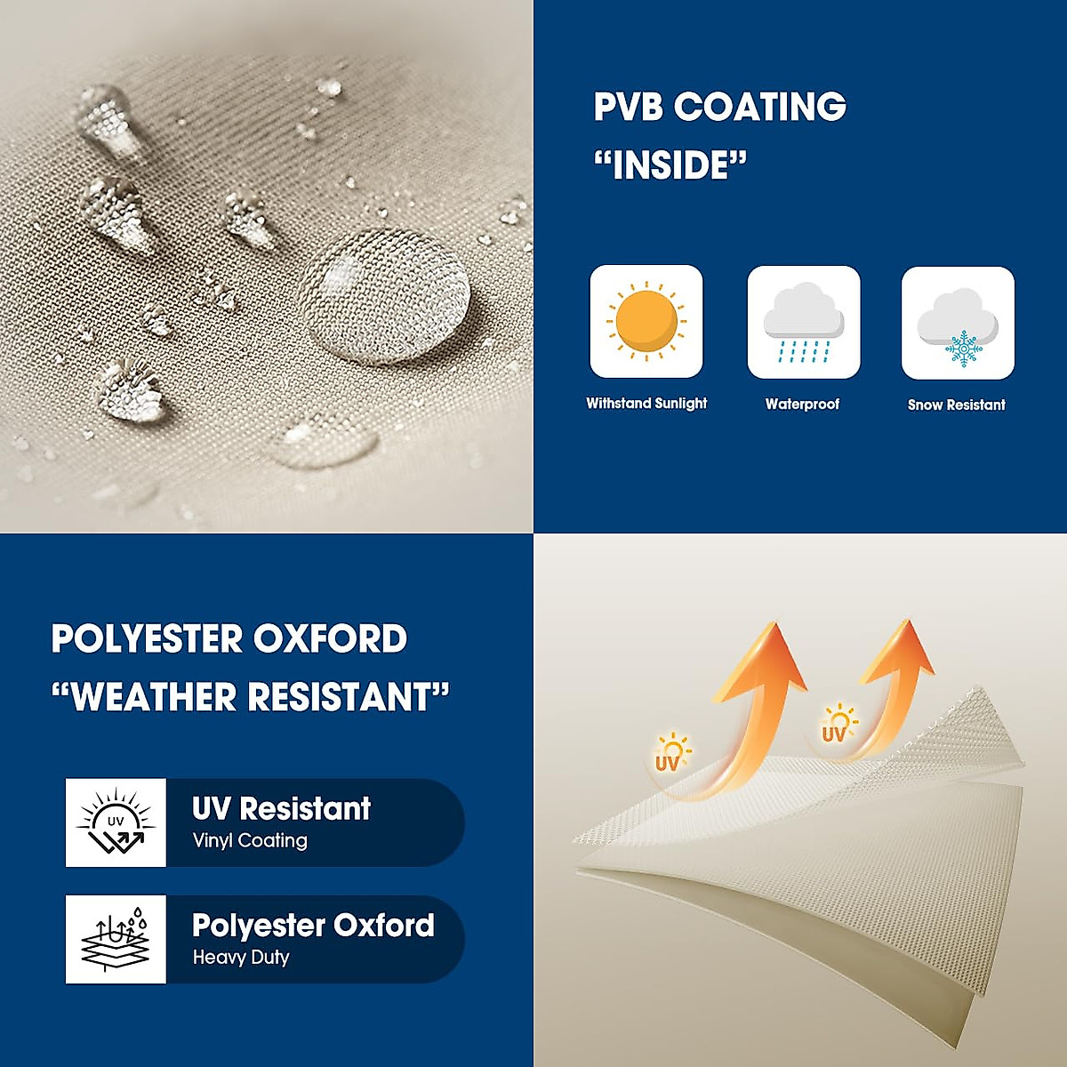 Zadst Cycle Outdoor Lounge Chair Cover, 600D Heavy Duty and Waterproof Chaise Lounge Cover, UV Resistant & Weather Resistant Patio Lounge Chair Covers, 【Large, 2 Pack, Brown & Beige】