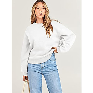 ANRABESS Sweatshirts for Women Teen Girls Loose Fit Fleece Pullover Casual Hooded Sweaters Fall Winter Fashion y2k Clothes A1026-baise-M White