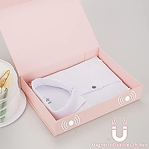 MOZRRO Gift Box with Lids, 11.5 x 8.5 x 2.3 In Magnetic Closure Collapsible Gift Boxes for wraps gifts of T-Shirts, Gloves, Scarves, Candy, Baby Clothes, Jewelry, Books, Comes with a Ribbon(Pink)