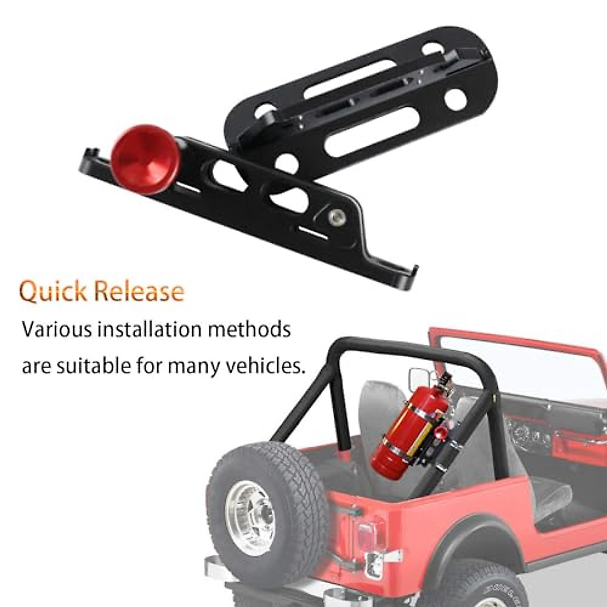 MFC New Multi-Purpose Aluminum Adjustable Fire Extinguisher Holder Mount with 8 Clamps(4 pcs Extra Adjustable Rings for Spare Using) Compatible with for Jeep Wrangler UTV Polaris RZR Ranger