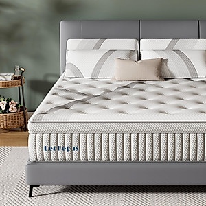 Lechepus California King Mattress,14Inch Memory Foam Hybrid Mattress with 7-Zone Pocket Spring,Cal King Size Mattress in Box, Medium Plush Mattress for Back Pain Relief,Motion Isolation,CertiPUR-US