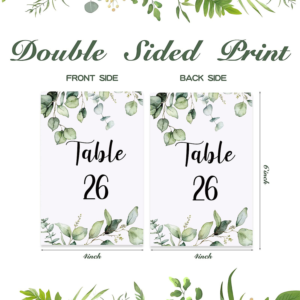 31 Pieces Wedding Table Numbers Cards 1-30 with Head Table Numbers Greenery Eucalyptus Table Cards Double Sided Party Table Numbers for Reception Baby Shower Anniversary Birthday Bridal Party