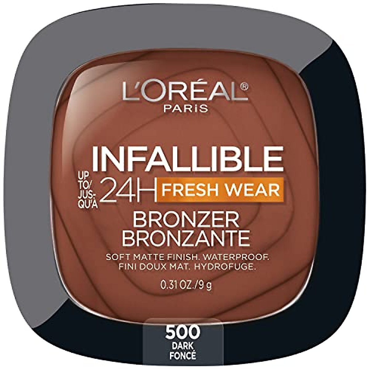 L'Oreal Paris Infallible Up to 24H Fresh Wear Soft Matte Longwear Bronzer. Waterproof, heatproof, Transfer, humidity and sweatproof, Dark, 0.31 oz