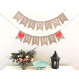 Welcome Home Burlap Banner - Personalized Welcome Home Banner, Homecoming Party Banner,Welcome New Home,Housewarming Party Decoration (Welcome Home Banner)