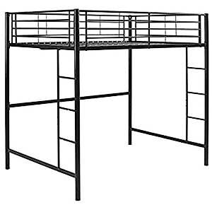 Walker Edison Timothee Urban Industrial Metal Double over Loft Bunk Bed, Full Loft, Black