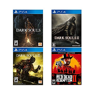 PlayStation 4 Dark Souls Trilogy Red Dead Bonus Bundle: Dark Souls Remastered, Dark Souls II, Dark Souls III, Exclusive Steel Book, PlayStation 4 Pro CUH-7215B 1TB Console - Black