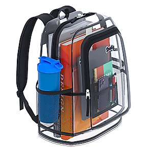 seastig Clear Backpack Heavy Duty TPU Transparent Bag Clear Bag Stadium Approved See Through Backpack for School, Work, College