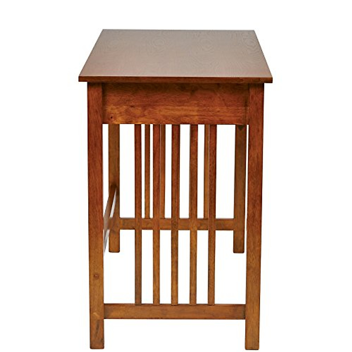 OSP Home Furnishings Sierra Writing Desk with Pull-Out Drawer and Mission Style Side Panels, Ash Brown