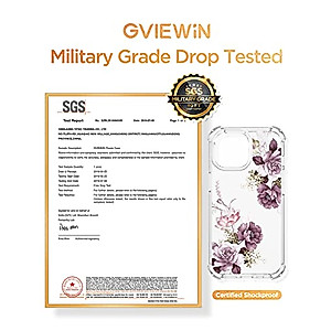 GVIEWIN Designed for iPhone 14 Pro Max Case, Screen Protector + Camera Lens Protector Flower Shockproof Clear Floral Design Protective Women Phone Cover, 6.7 Inch 2022 (Cherry Blossoms/Purple)