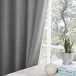 SUN+BLK Kinsley Lined Textured Total Blackout Light Blocking Noise Reducing Grommet Single Curtain Panel, Grey, 52x84