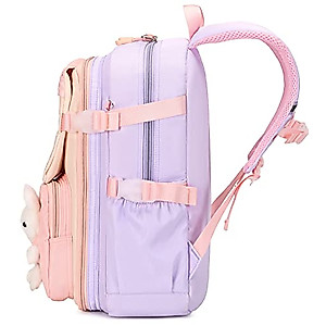 nine-tailed fox Bunny Backpack for Girls,Cute Backpack Little Girl Kindergarten Preschool Elementary School Bookbag Set (Only Backpack Purple)