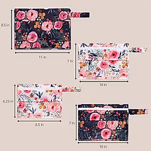 Three Sweet Peas Co Clear Diaper Bag Organizing Pouches Set of 4 I Diaper Bag Packing Cubes I Diaper Bag Organizer Pouches I Clear Pouches for Organizing I Pouches for Purse