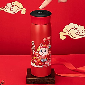 NOLITOY Insulated Water Cup 2 Pcs Stainless Steel Water Bottle Vacuum Insulated Water Bottle Cartoon Rabbit Travel Coffee Mug Thermal Tumbler for 2023 New Year Gift Red