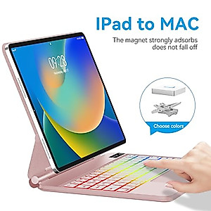iPad Air 11-inch Generation Keyboard Case Smart Magnetic Folio Keyboard Cover with 7 colors Backlit Multi-Touch Trackpad, for (M2) 2024 / iPad Pro 11 inch (4th/3rd/2nd/1st Gen) / iPad Air 5th 4th Gen